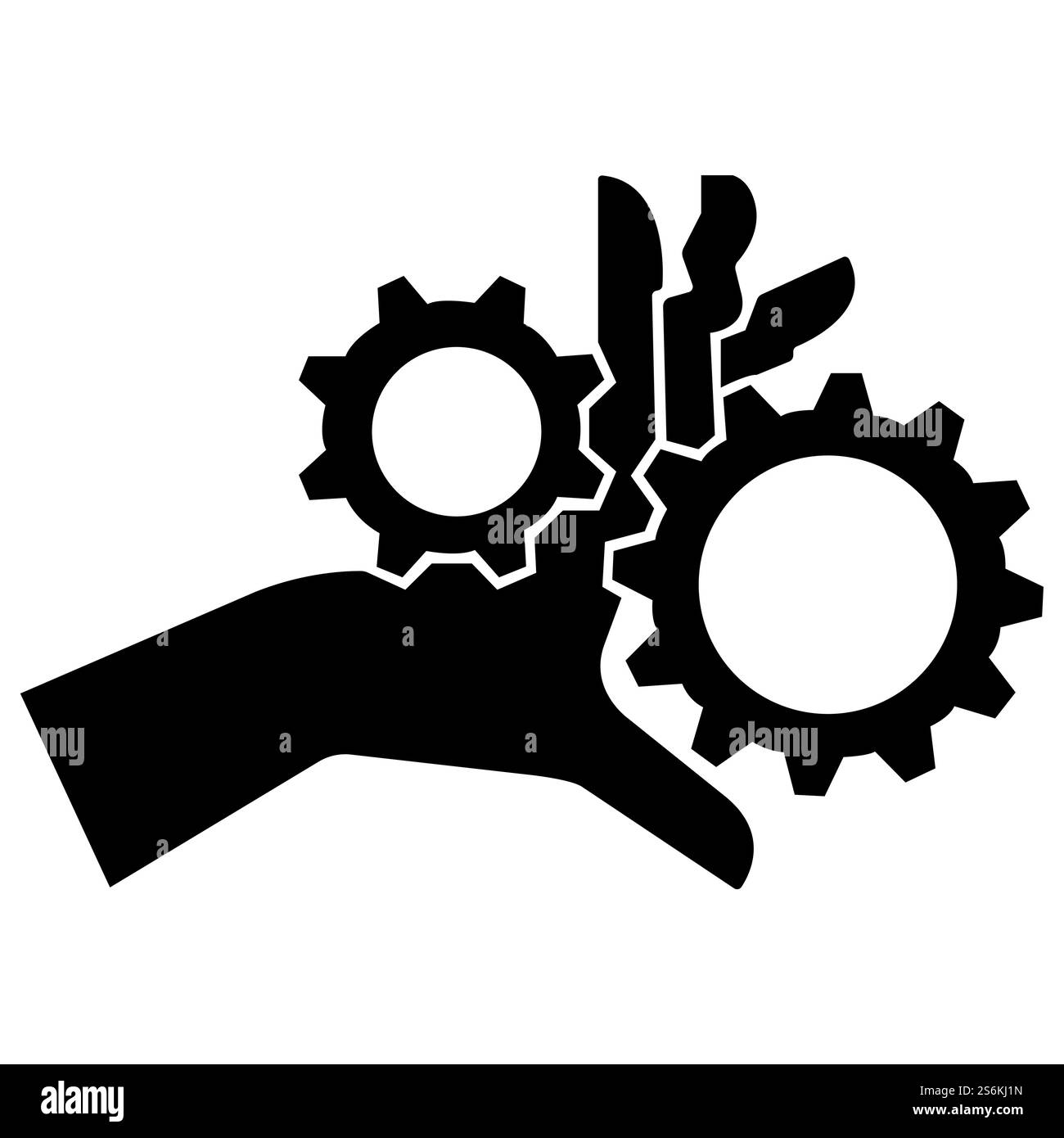Hand Entanglement Rotating Gears Symbol Sign Isolate On White ...