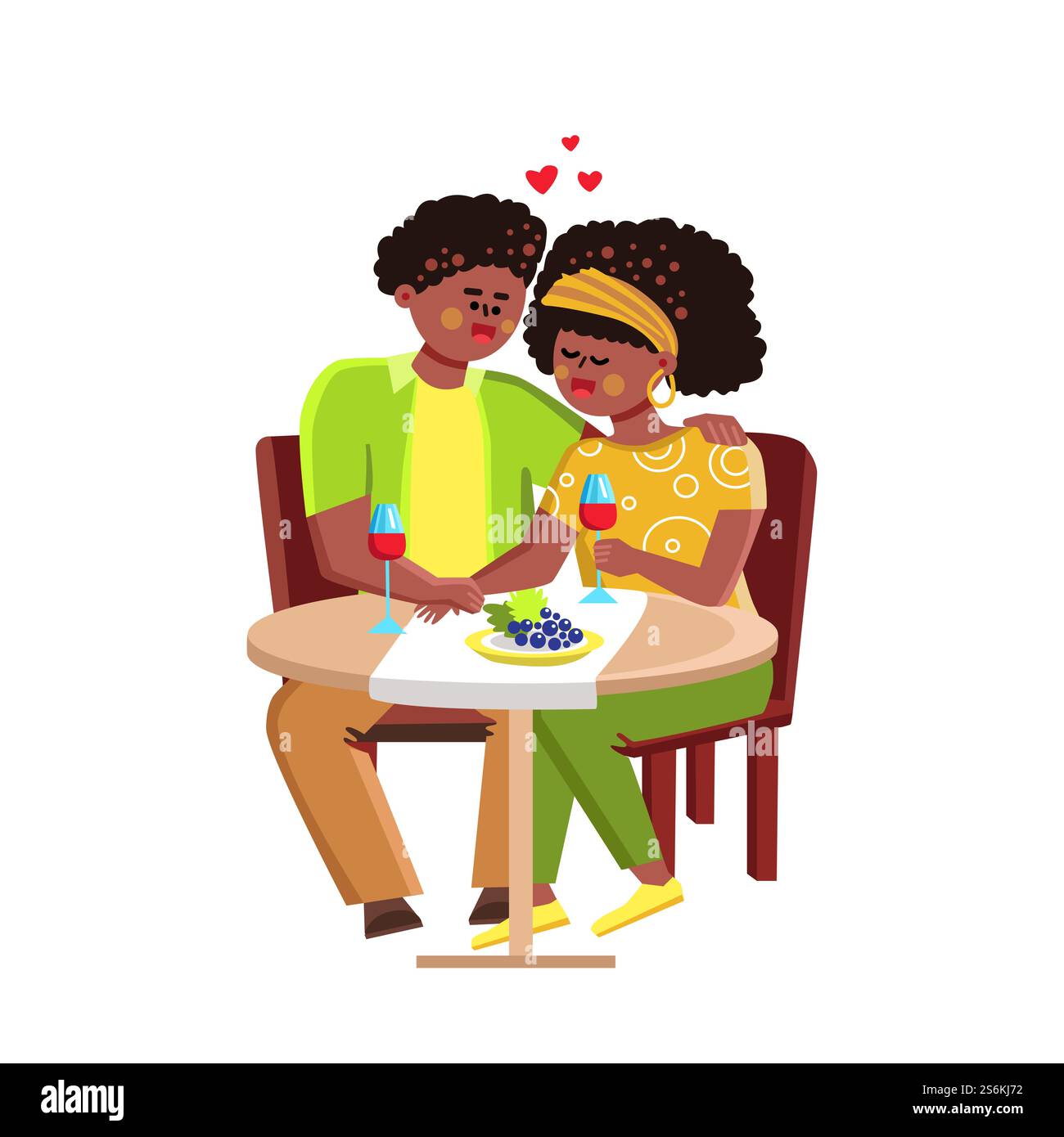 African American Couple Dating Together Vector. Young Man And Woman ...