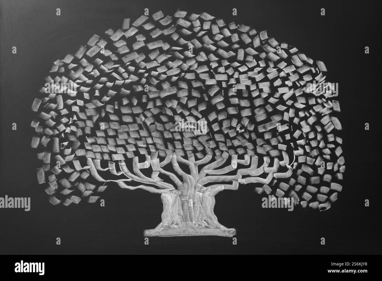 Beautiful drawing of tree on black chalkboard Stock Photo - Alamy