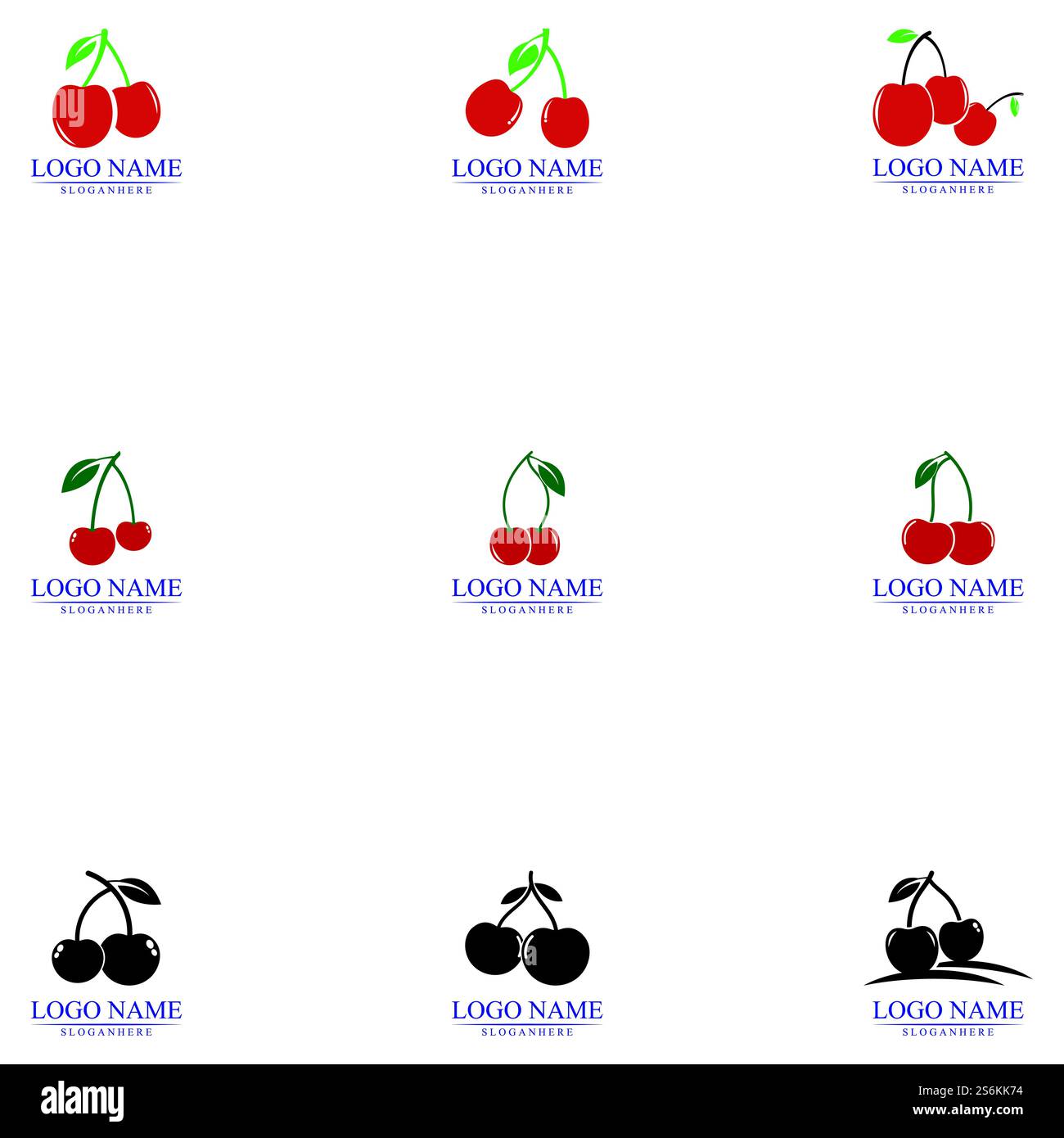 Set of Cherry logo design template. vector illustration Stock Vector ...