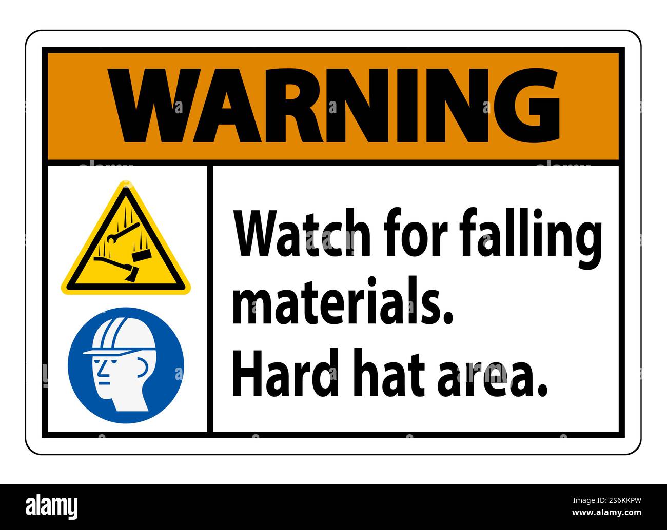 Warning Sign Watch For Falling Materials, Hard Hat Area Stock Vector ...