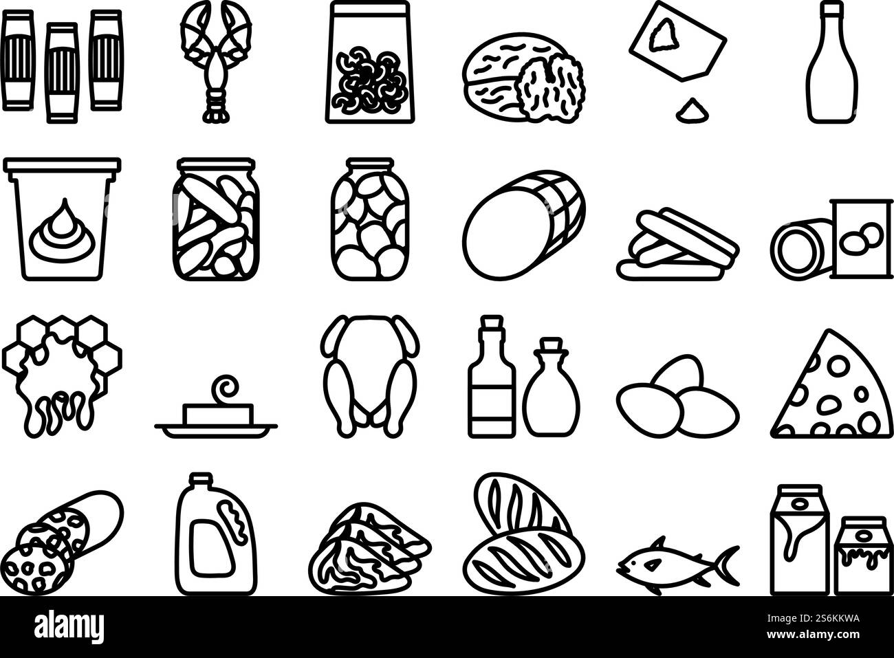 Food Icon Set. Bold outline design with editable stroke width. Vector ...