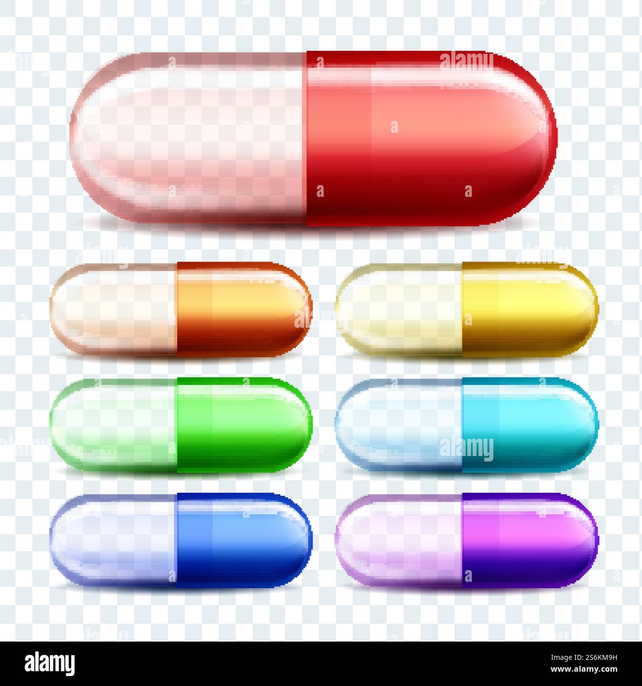 Medical Capsules Pills Different Color Set Vector. Collection Of ...