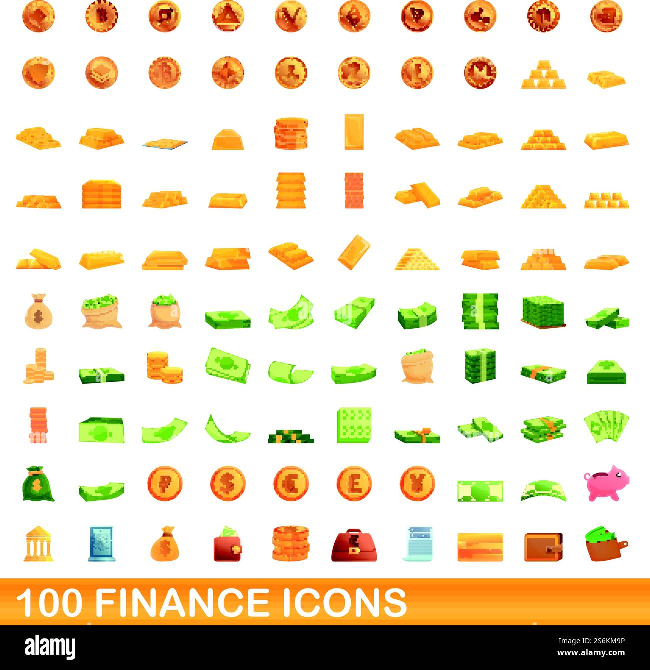100 finance icons set. Cartoon illustration of 100 finance icons vector ...