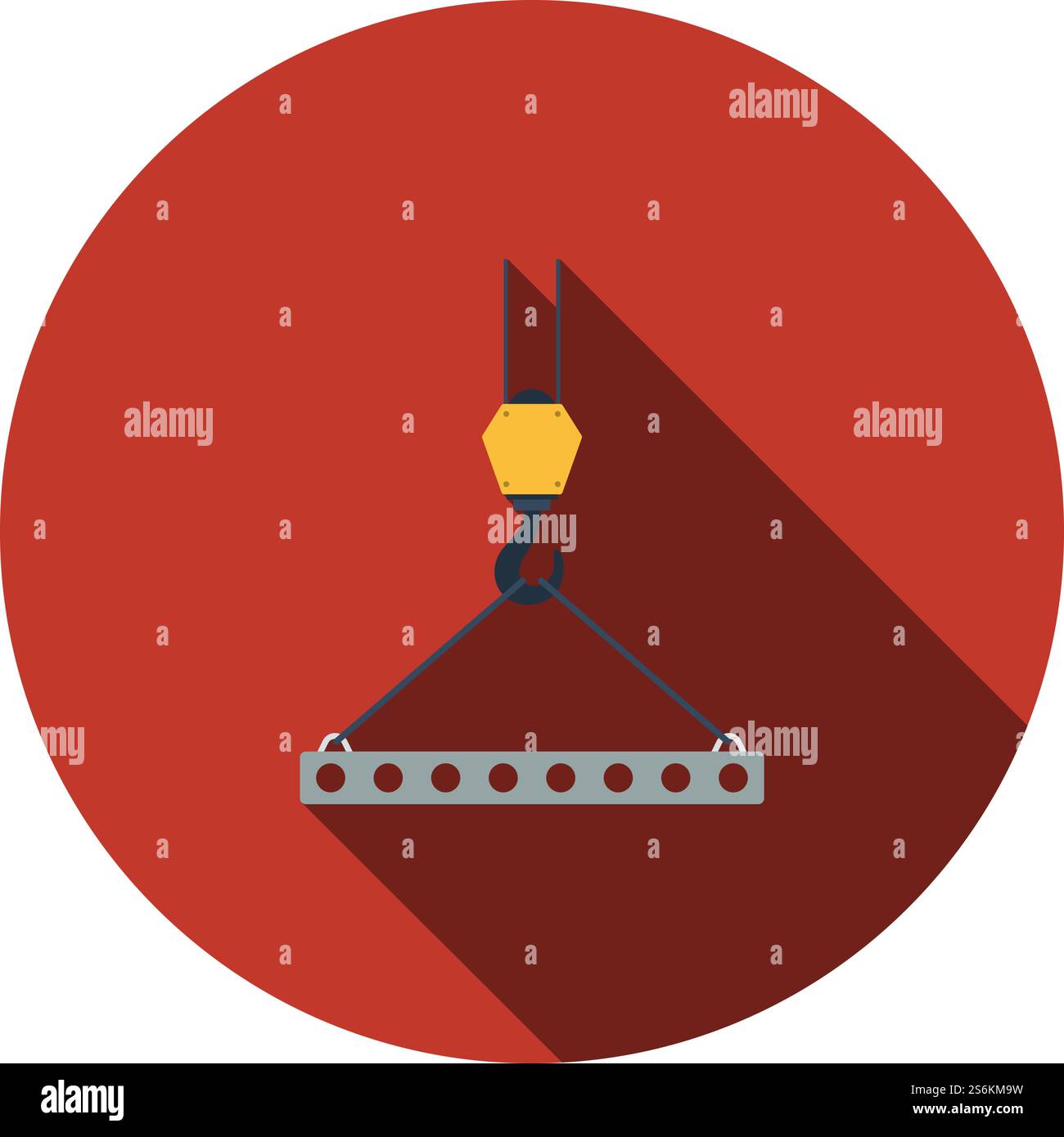 Icon Of Slab Hanged On Crane Hook By Rope Slings. Flat Circle Stencil ...
