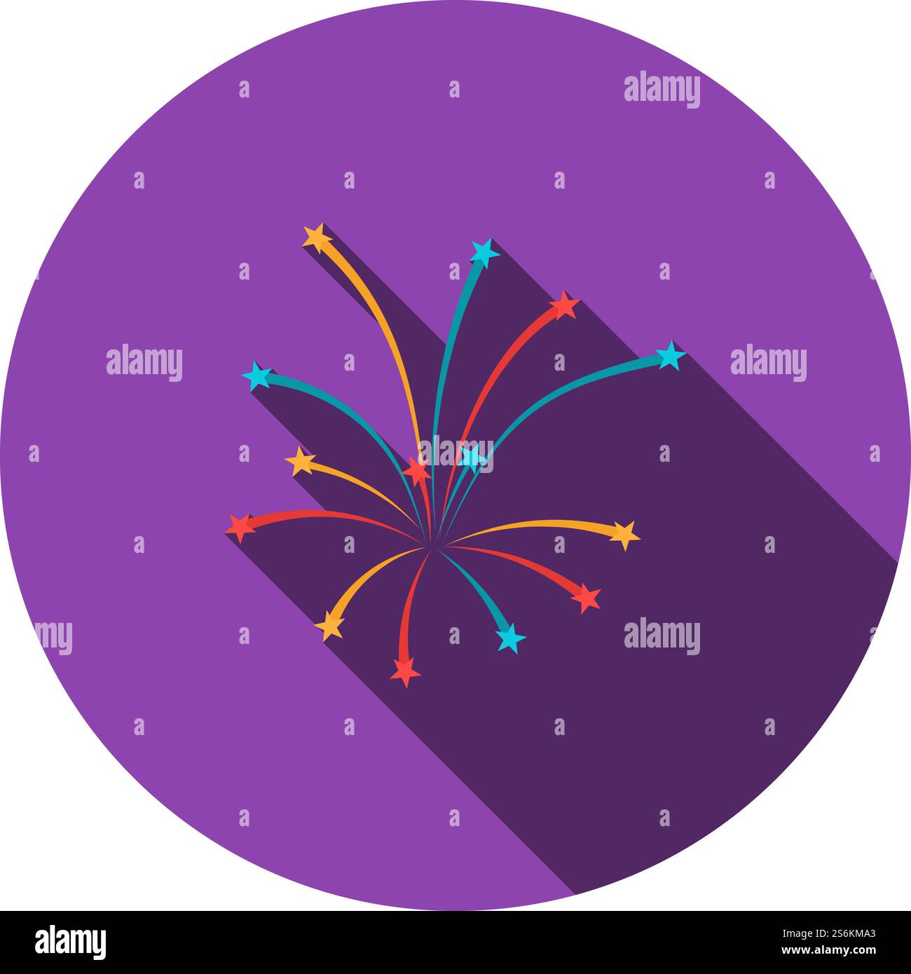 Fireworks Icon. Flat Circle Stencil Design With Long Shadow. Vector ...