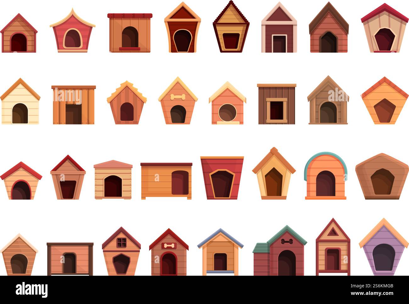 Dog kennel icons set. Cartoon set of dog kennel vector icons for web ...