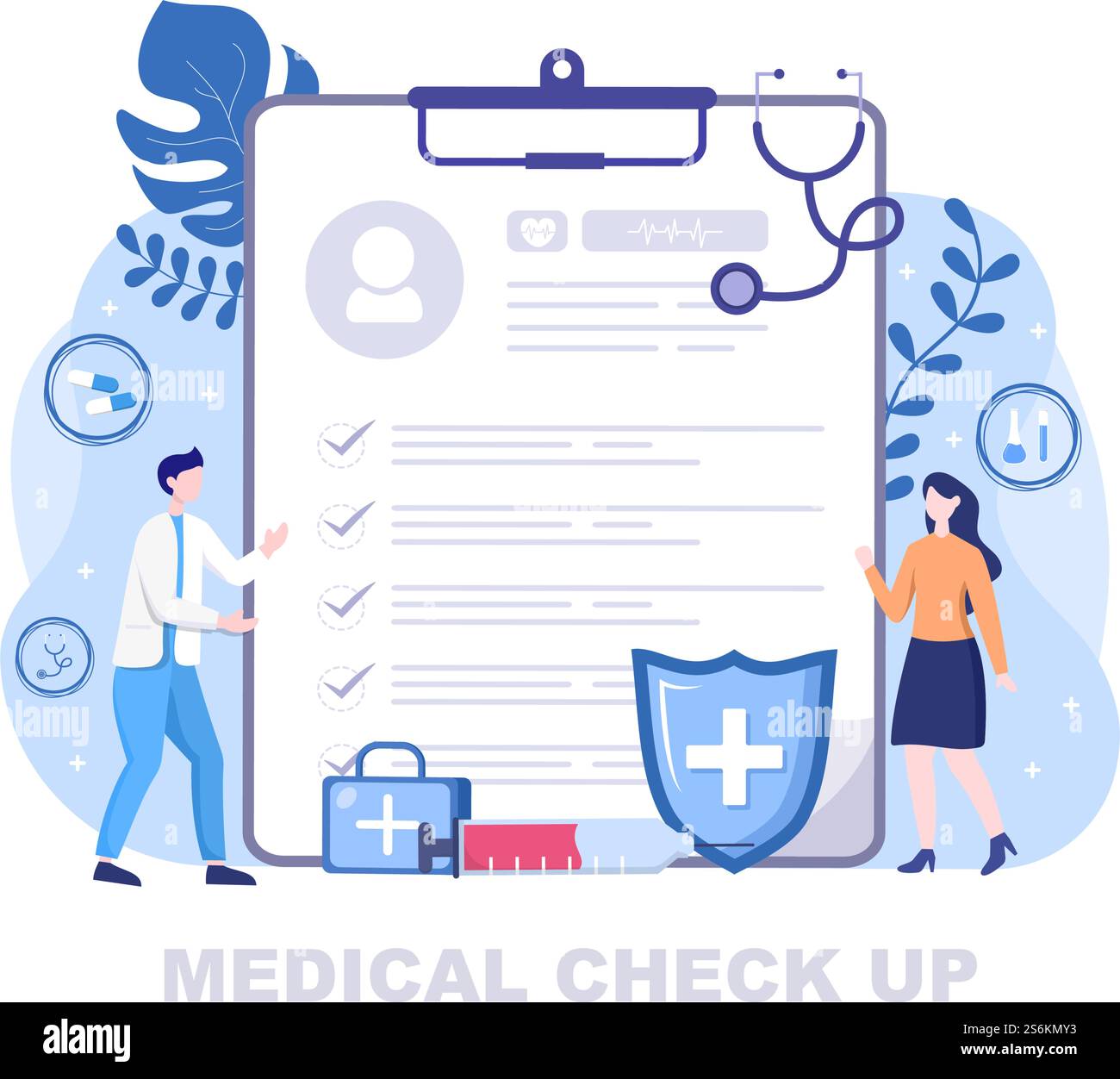 Medical Health Check up Background Landing Page Illustration Stock ...
