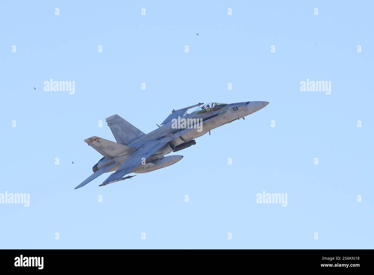 An F/A-18 Hornet assigned to Marine Fighter Attack Squadron (VMFA) 323 ...