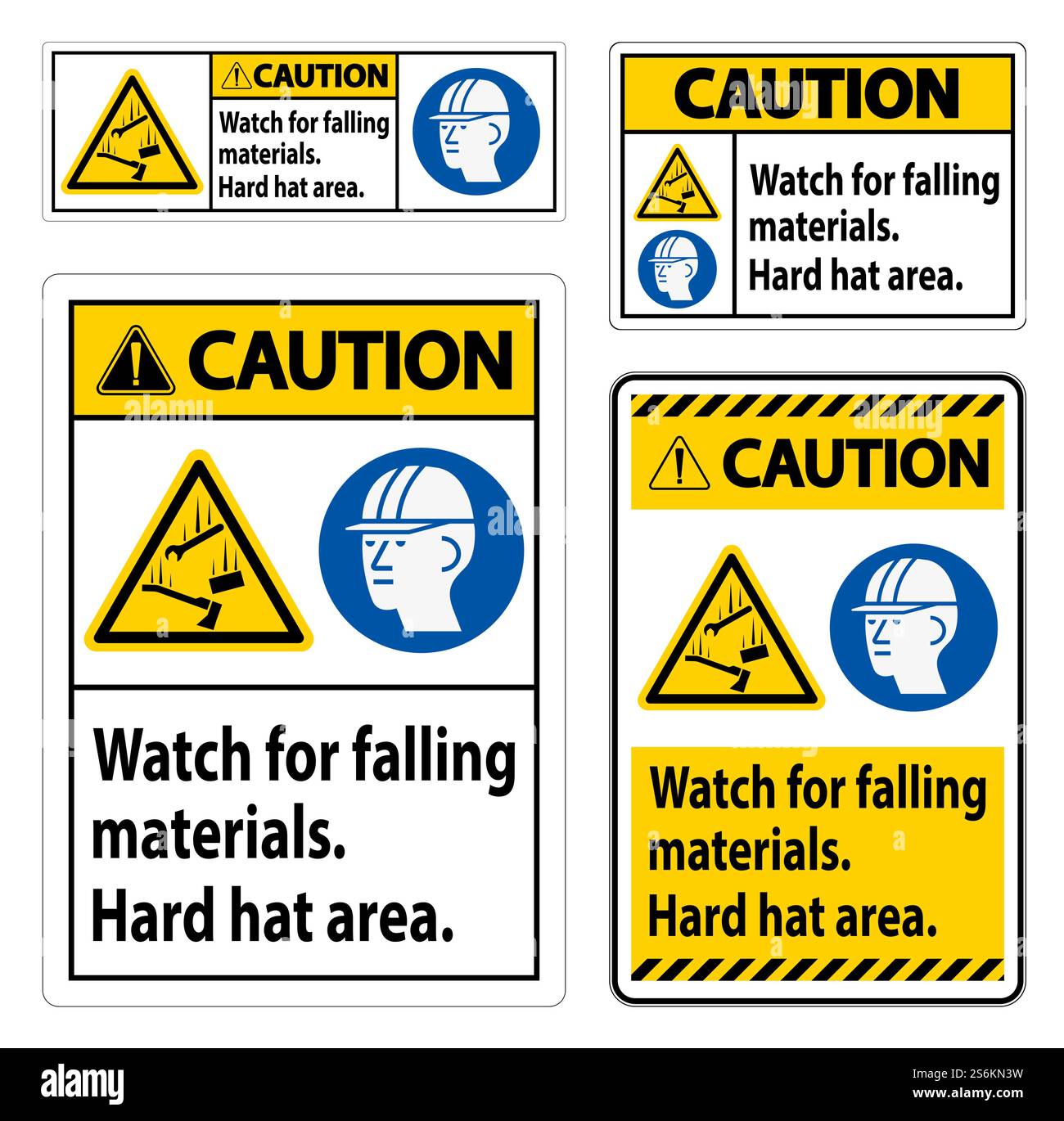 Caution Sign Watch For Falling Materials, Hard Hat Area Stock Vector ...