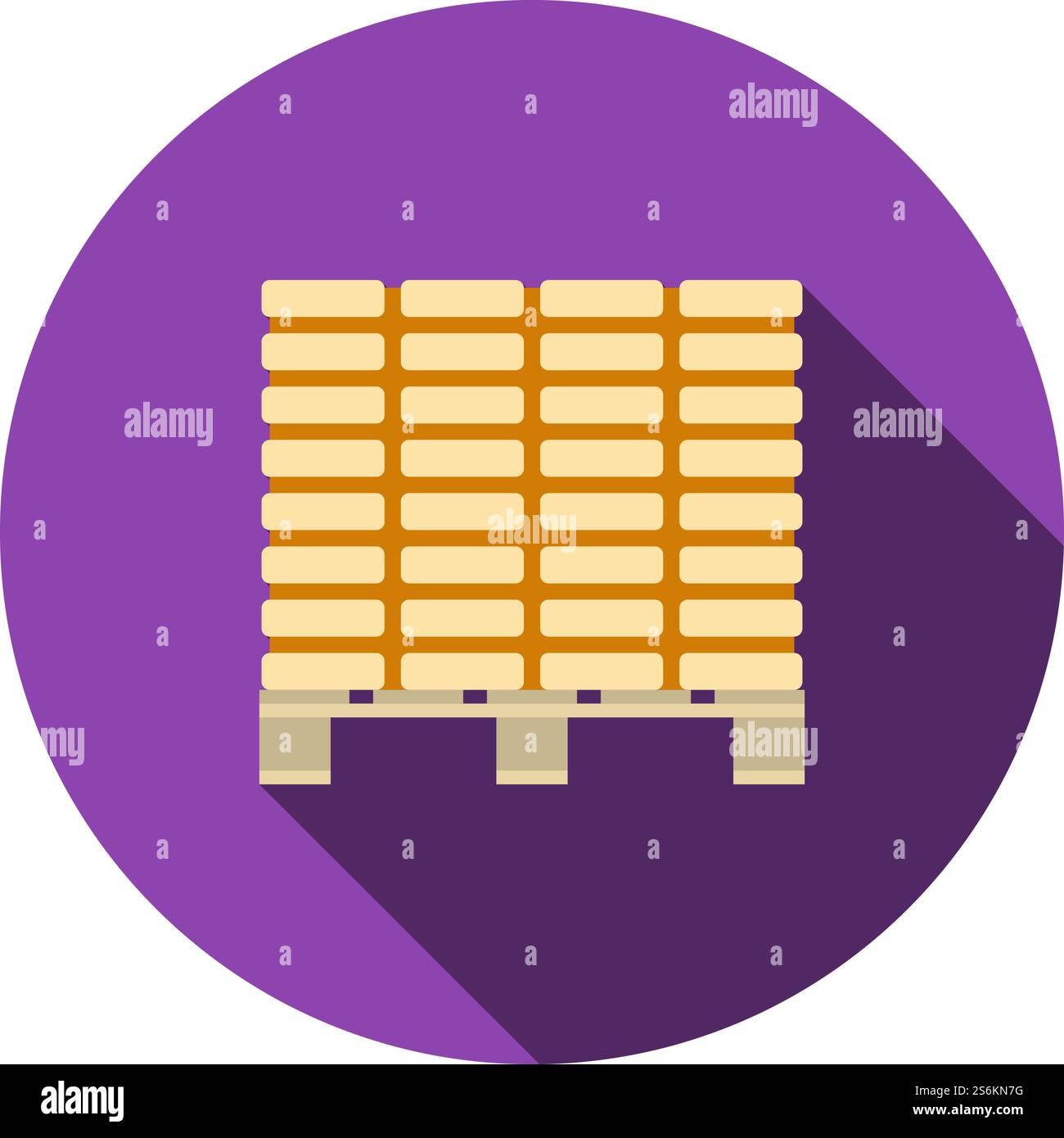 Icon Of Construction Pallet. Flat Circle Stencil Design With Long ...