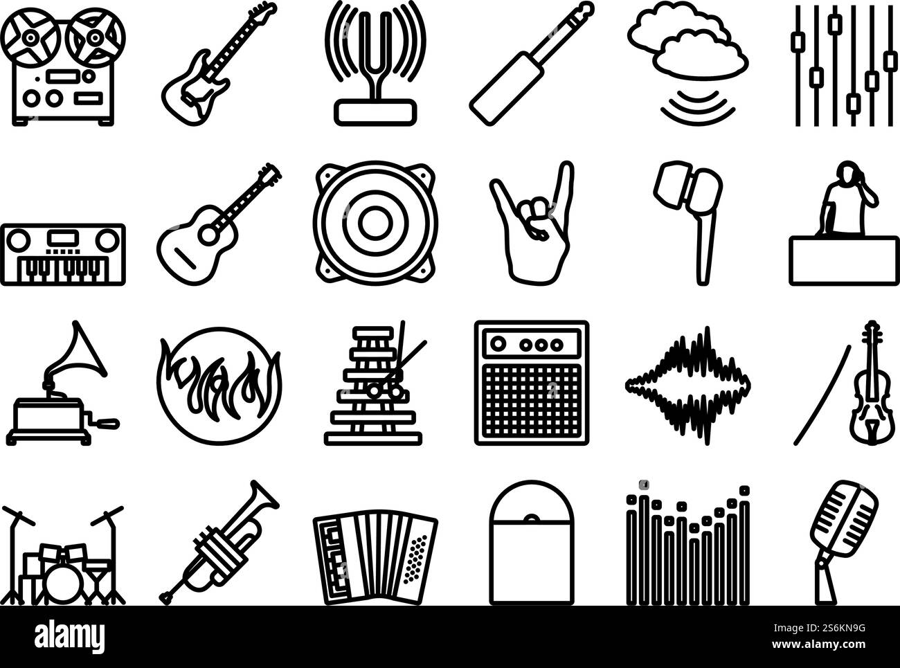 Music Icon Set. Bold outline design with editable stroke width. Vector ...