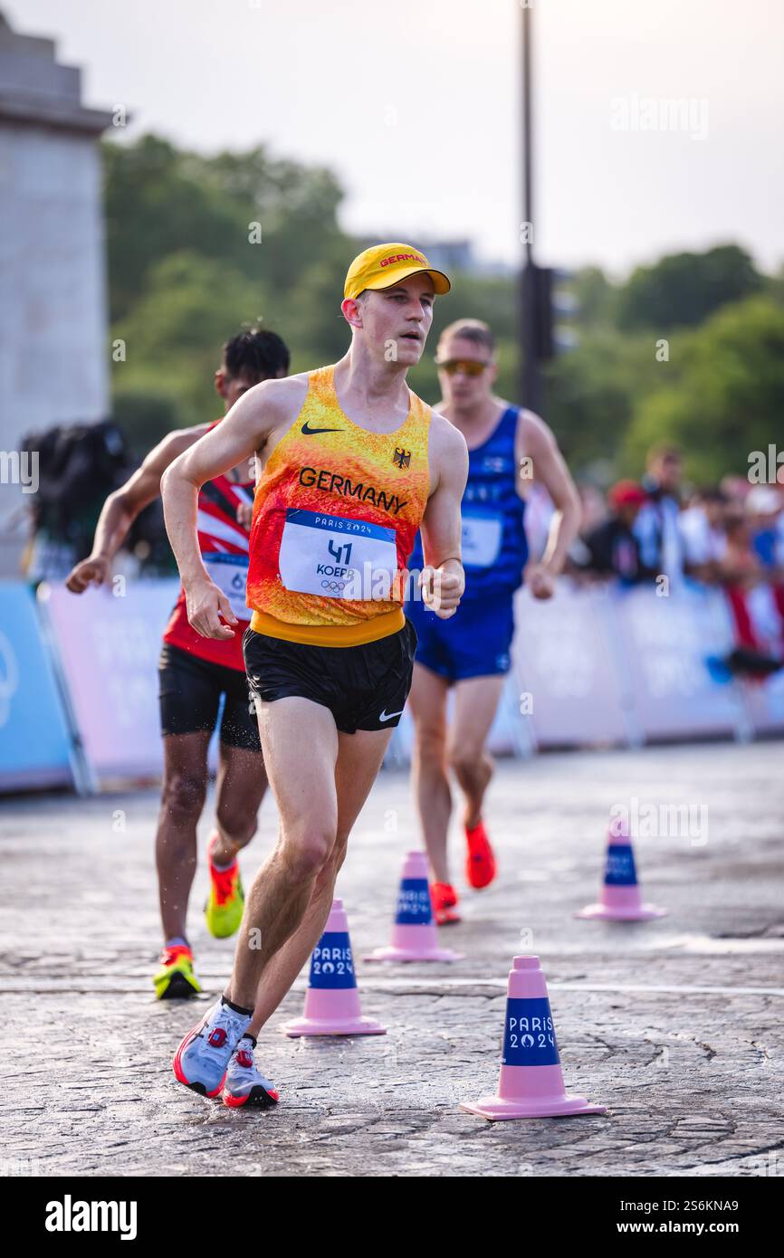 Leo Köpp participating in the 20 Kilometer Race Walk at the Paris 2024 ...