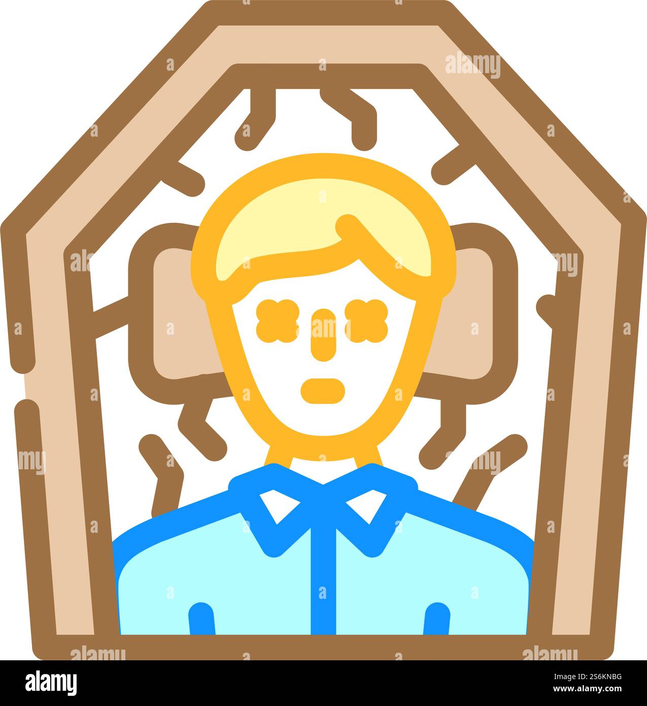 dead man in coffin color icon vector. dead man in coffin sign. isolated ...