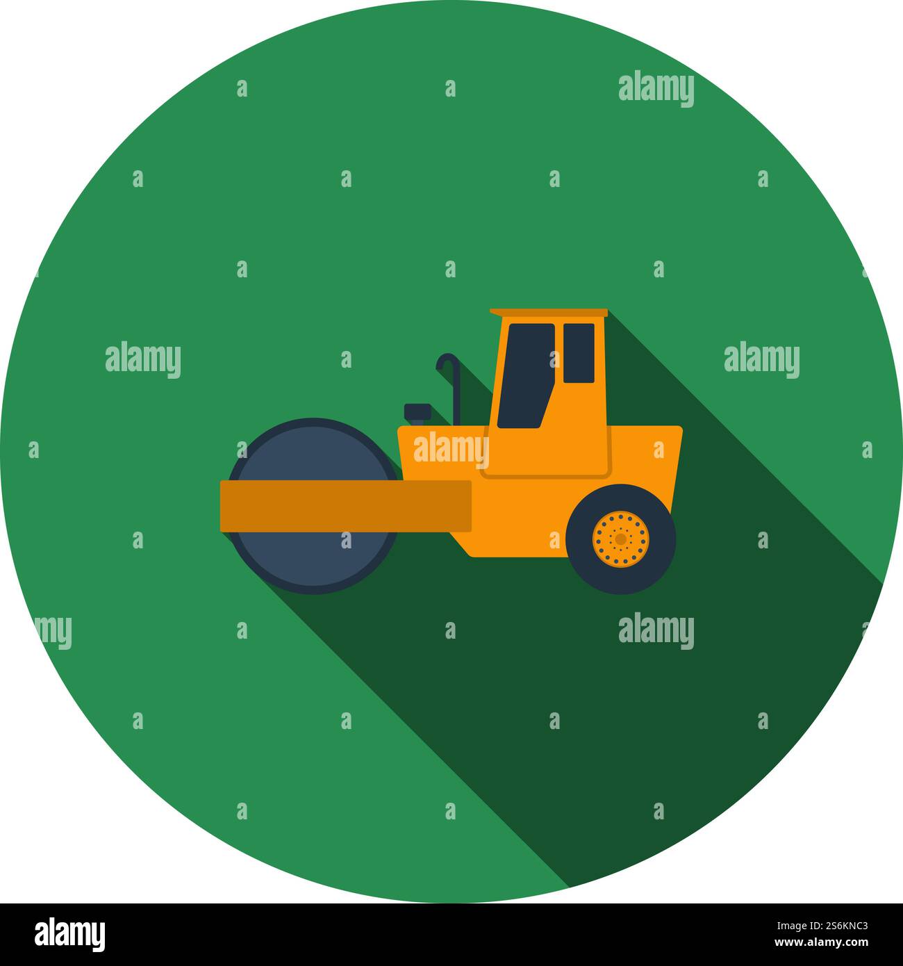 Icon Of Road Roller. Flat Circle Stencil Design With Long Shadow ...