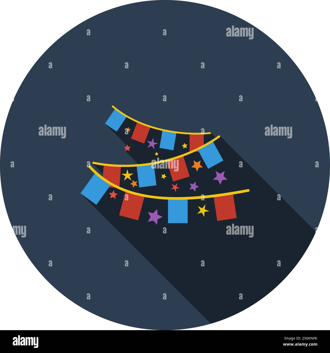 Party Garland Icon. Flat Circle Stencil Design With Long Shadow. Vector ...