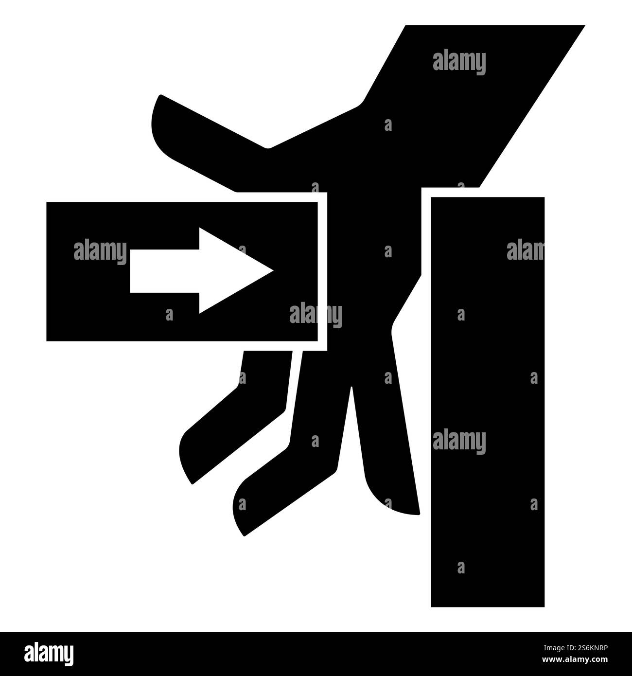 Caution Hand Crush Force From Left Symbol Sign Isolate on White ...