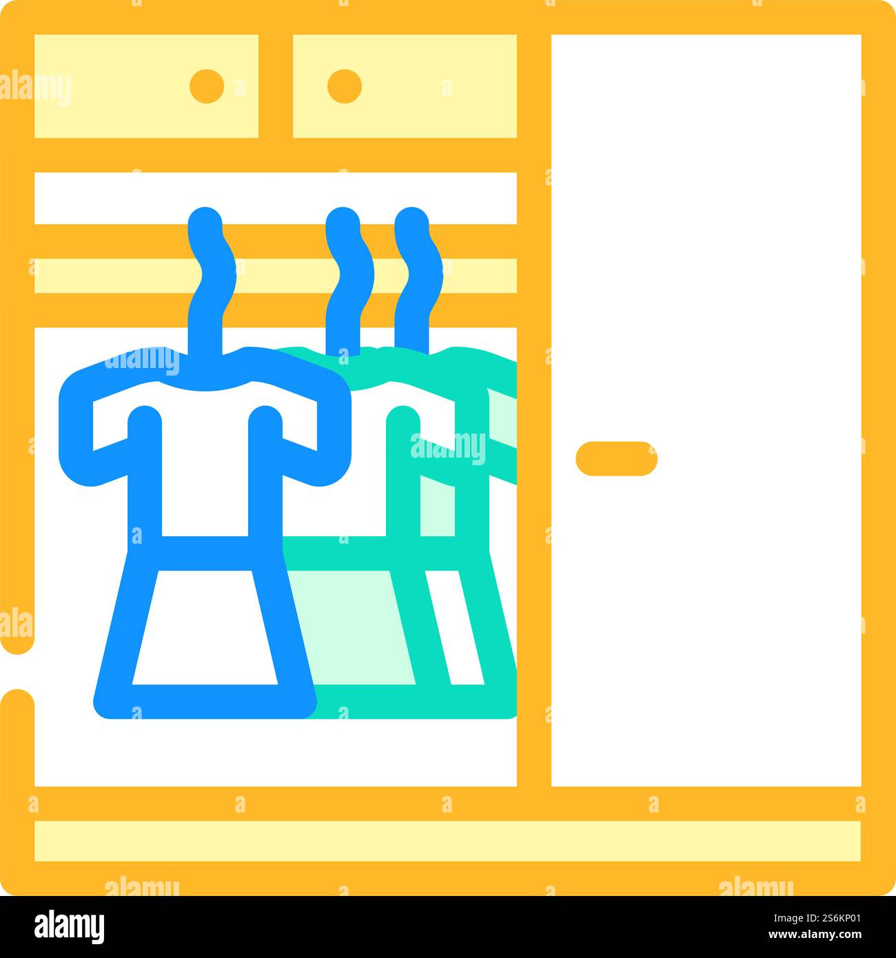 wardrobe with clothes color icon vector. wardrobe with clothes sign ...