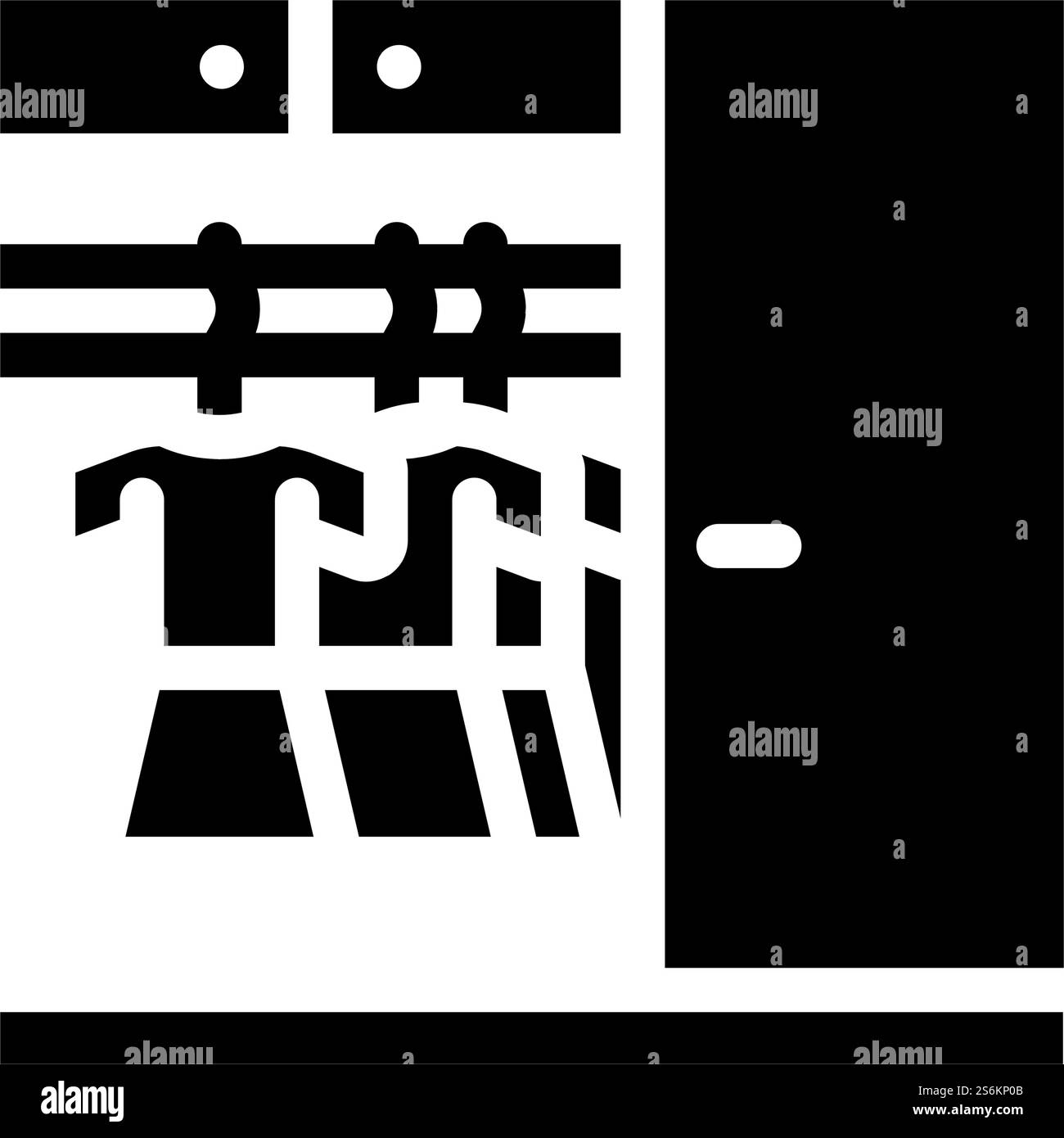 wardrobe with clothes glyph icon vector. wardrobe with clothes sign ...