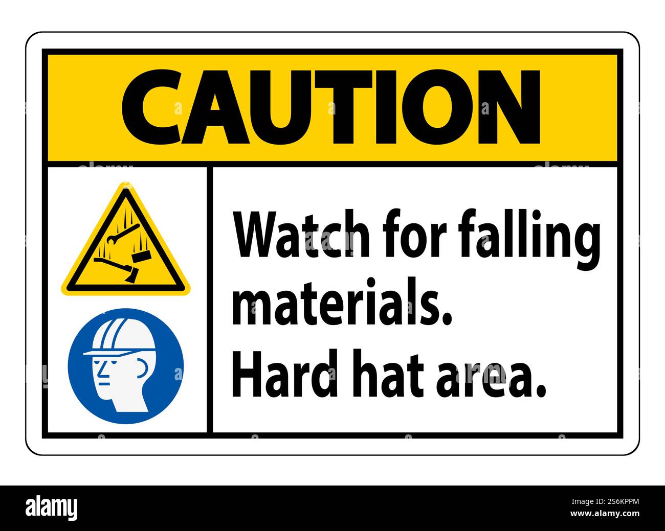 Caution Sign Watch For Falling Materials, Hard Hat Area Stock Vector ...
