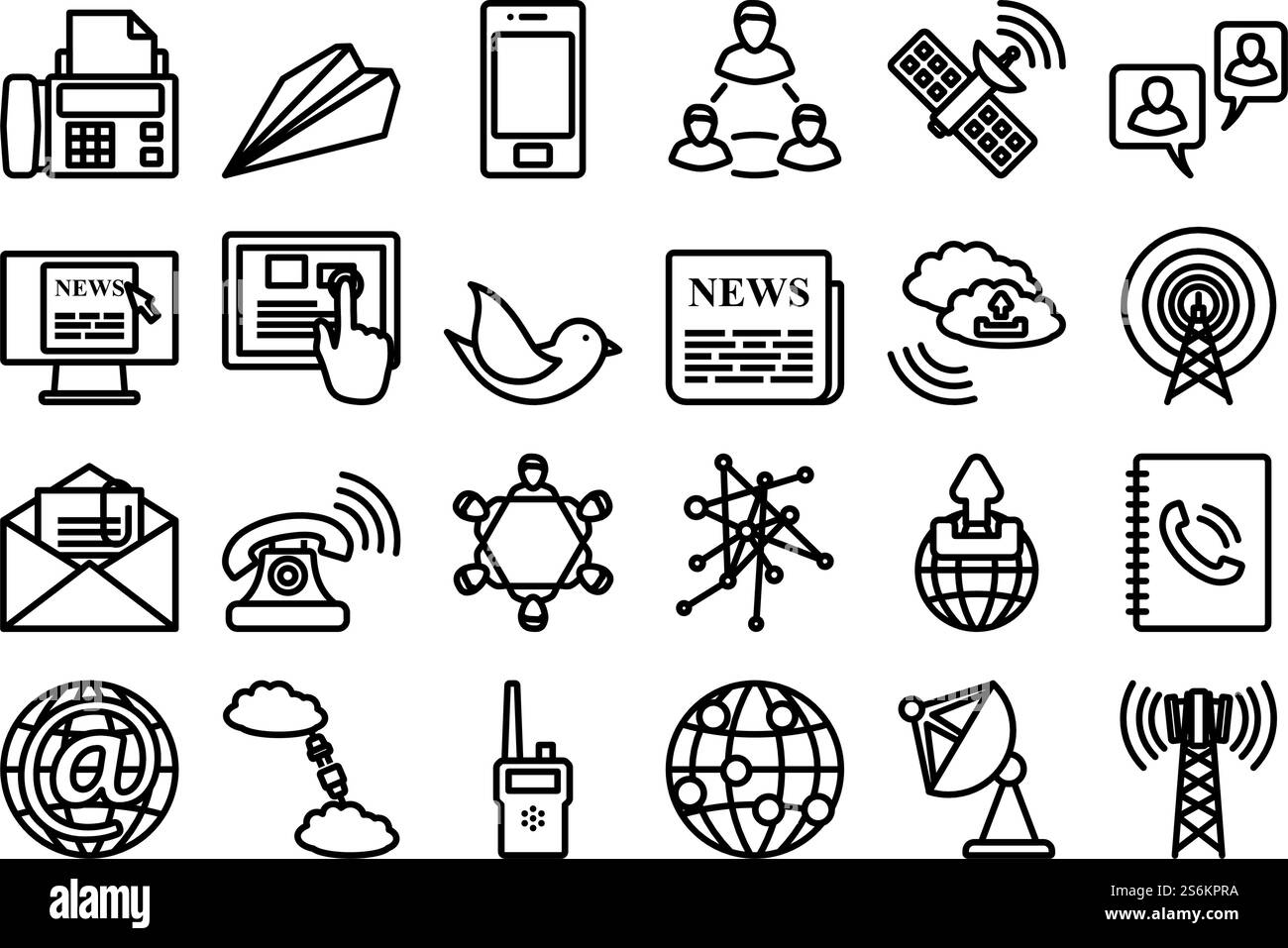 Communication Icon Set. Editable Bold Outline Design. Vector ...