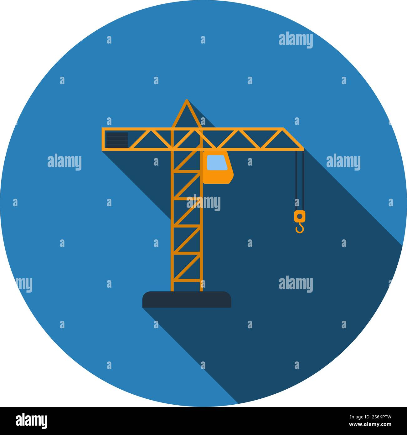 Icon Of Crane. Flat Circle Stencil Design With Long Shadow. Vector ...