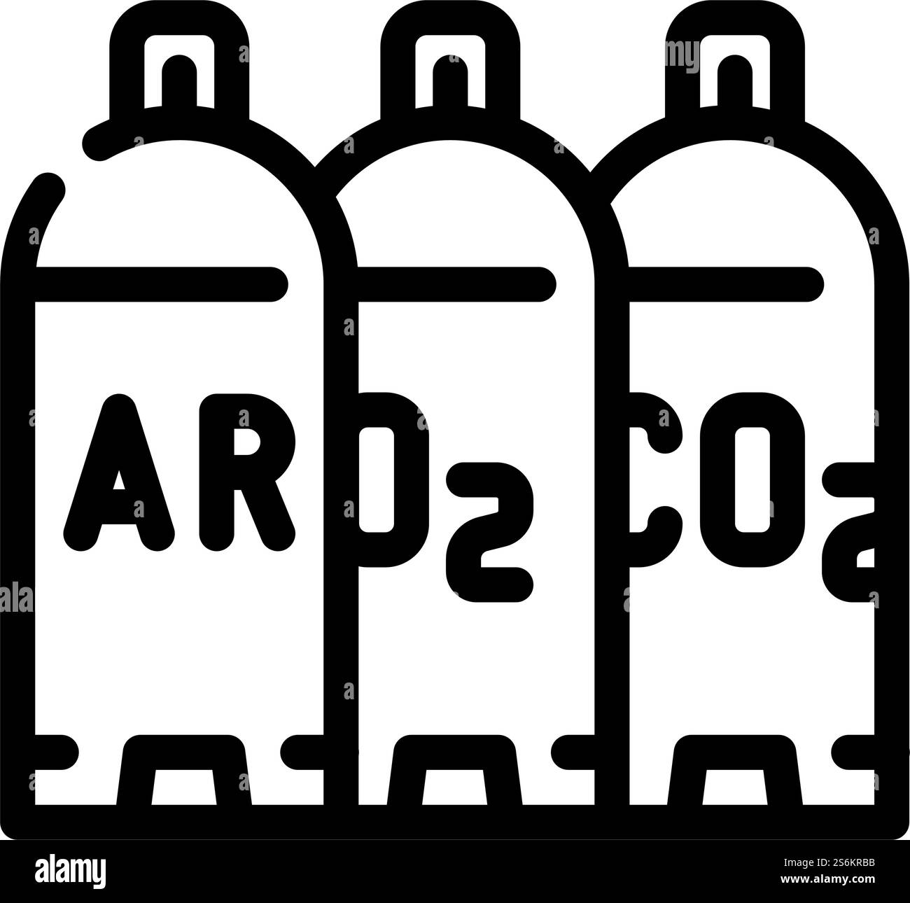 welding gases argon, oxygen, carbon dioxide line icon vector. welding ...