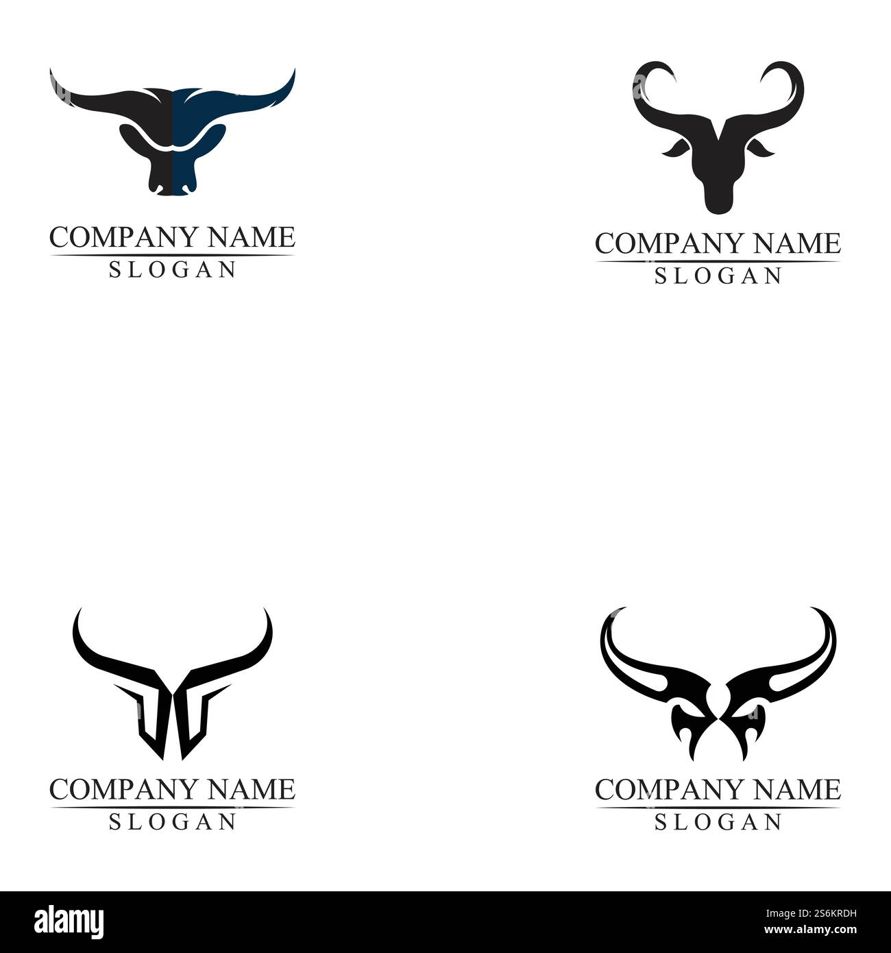 Bull horn and buffalo logo and mammals symbols template icons app Stock ...
