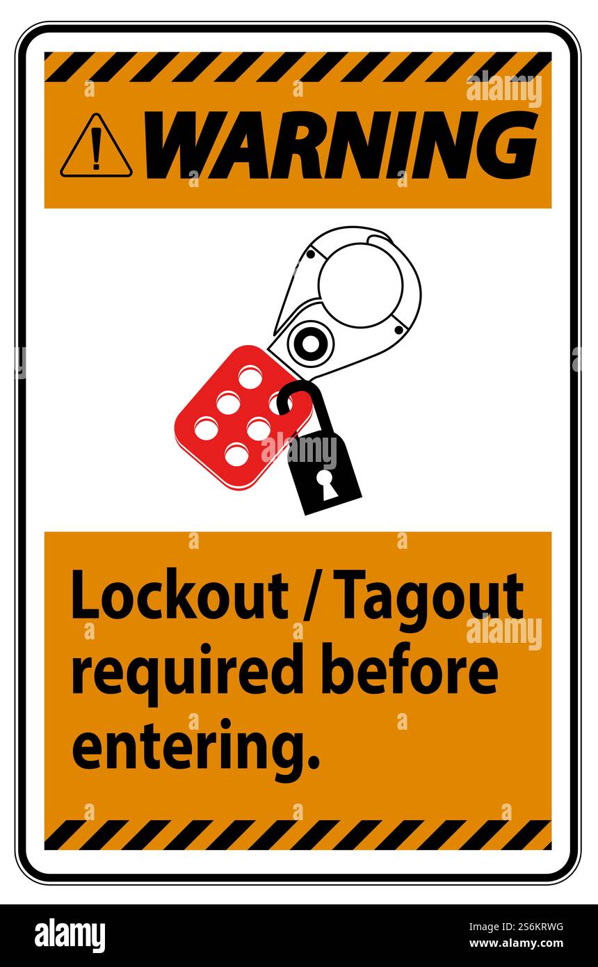 Warning Sign Lockout ,Tagout Required Before Entering Stock Vector ...