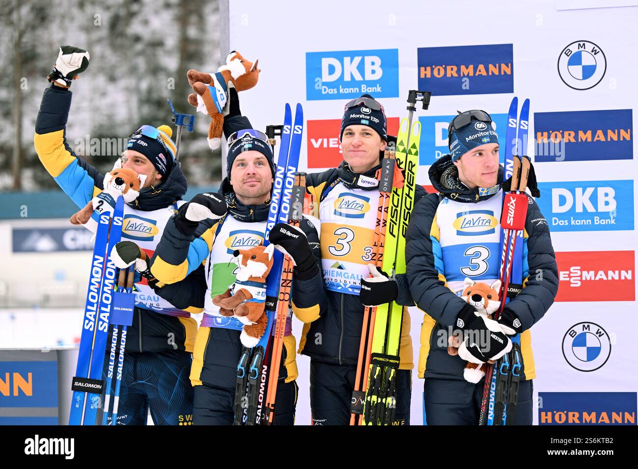 Second placed Swedish team from left, Viktor Brandt, Jesper Nelin ...