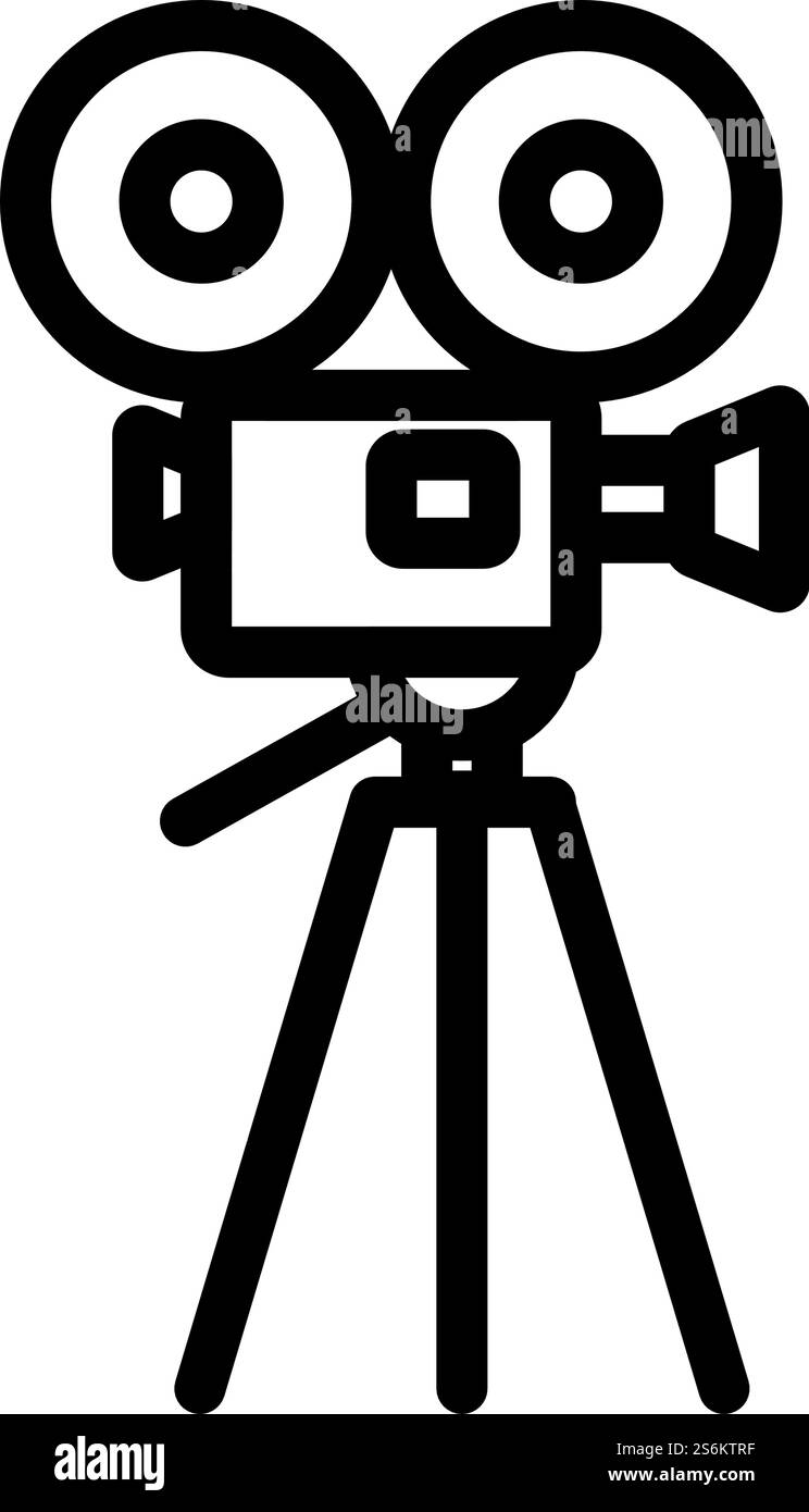 Retro Cinema Camera Icon. Bold outline design with editable stroke ...