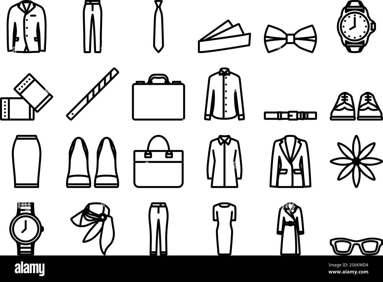Clothes Icon Set. Bold outline design with editable stroke width ...