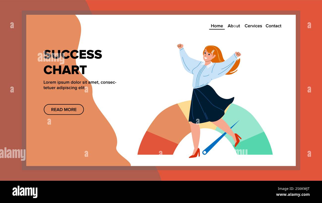 Success Chart Achievement Celebrating Girl Vector. Businesswoman Dance ...
