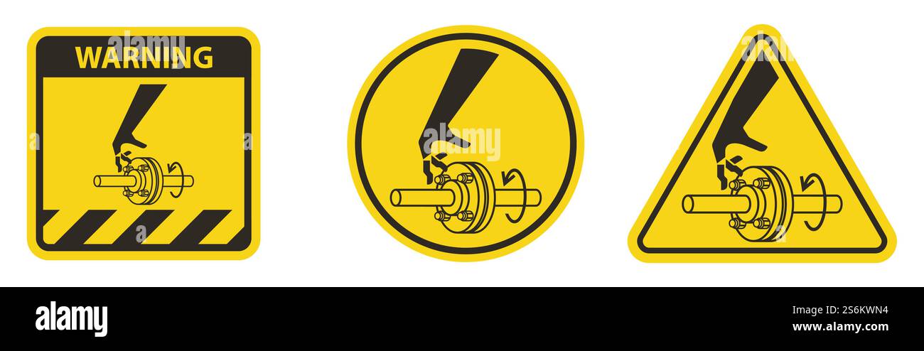 Cutting of Fingers Rotating Shaft Symbol Sign Isolate On White ...