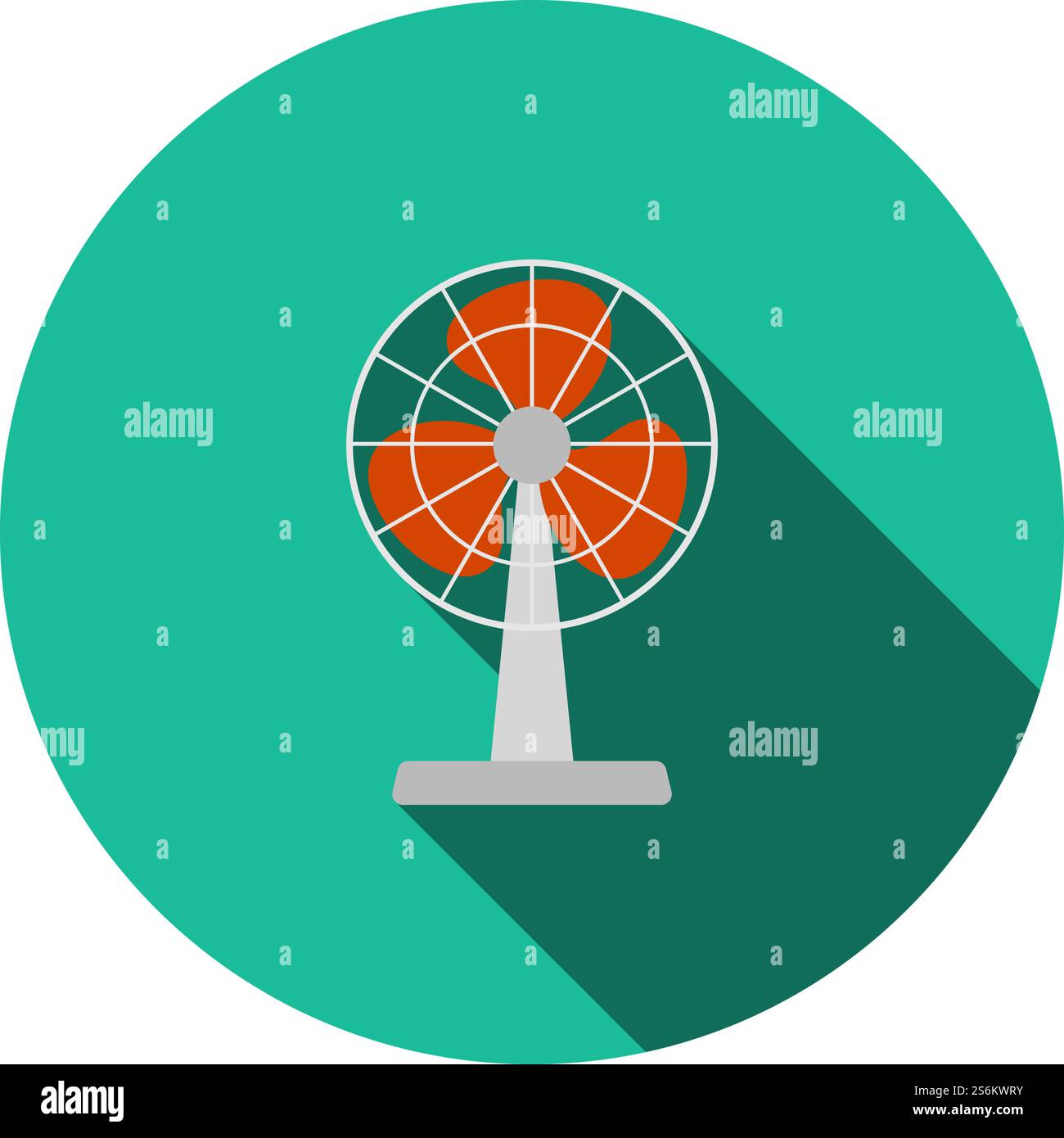 Electric Fan Icon. Flat Circle Stencil Design With Long Shadow. Vector ...