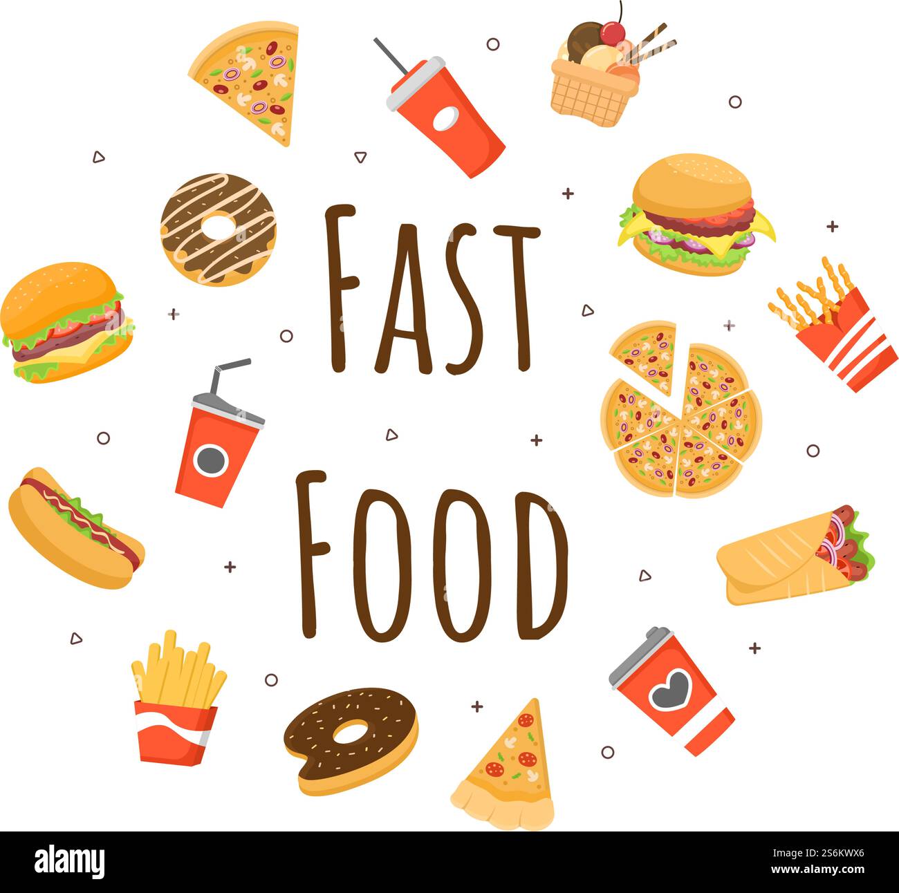 Set of Fast food Background Vector Illustration With Foods For Burger ...