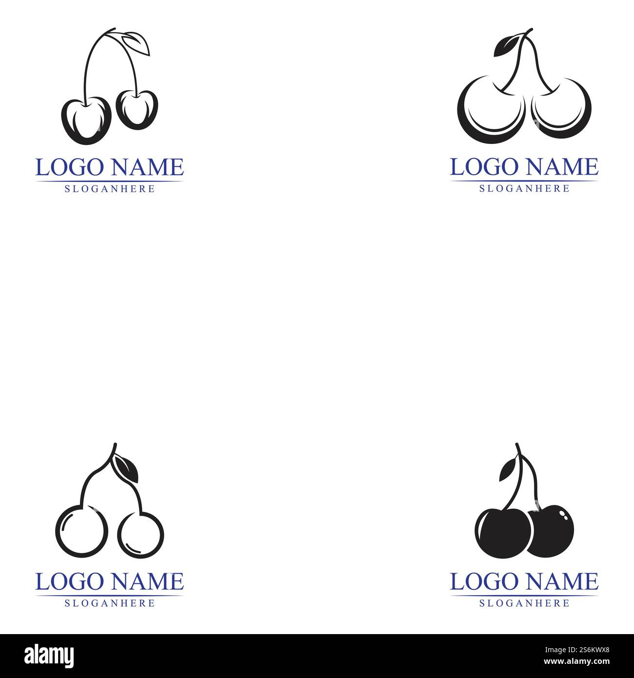 Set of Cherry logo design template. vector illustration Stock Vector ...