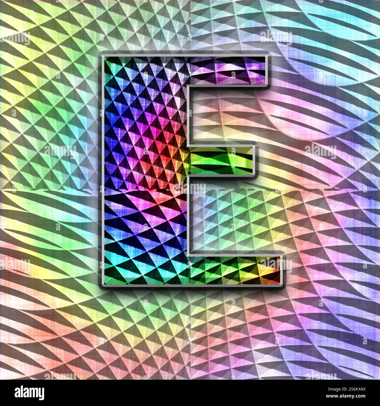 capital letter E with rainbow colors and genuine design "fabric baffled ...