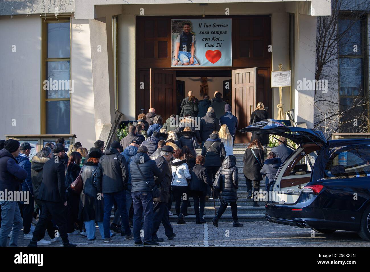 Arese, Milano. 17th Jan, 2025. Funerale di Marco Magagna, ucciso dalla ...