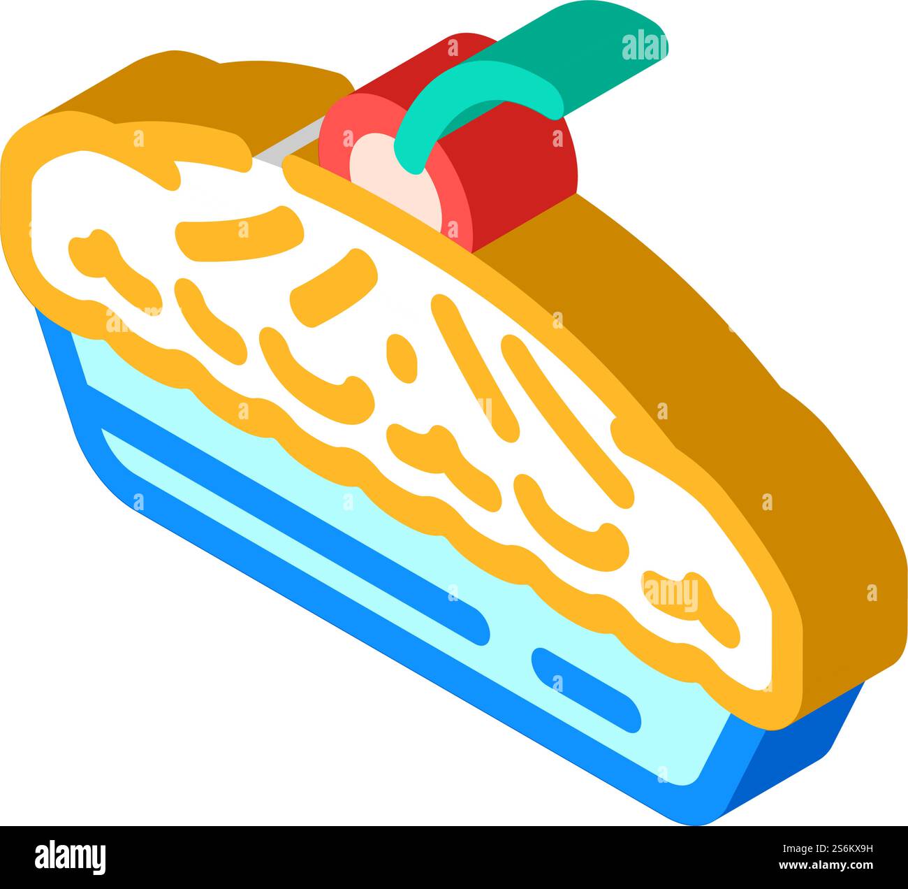 pie with cherry berry dessert isometric icon vector. pie with cherry ...