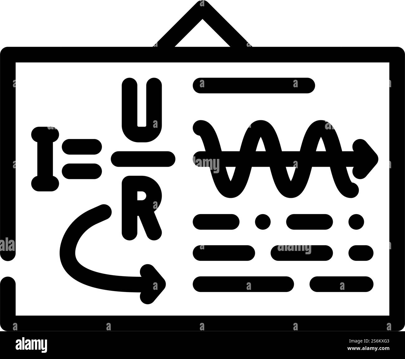 board with ohm law line icon vector. board with ohm law sign. isolated ...