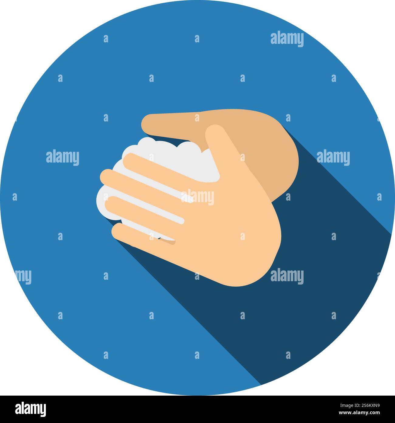 Hand Washing Icon. Flat Circle Stencil Design With Long Shadow. Vector ...