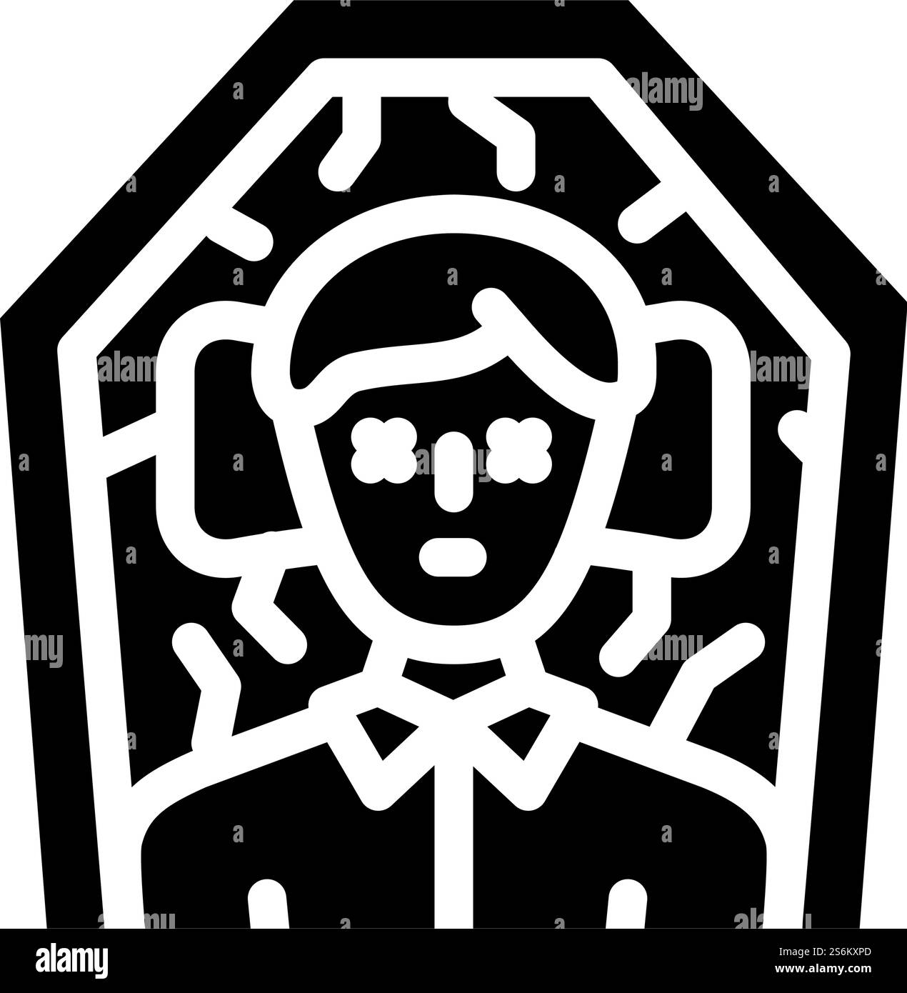 dead man in coffin glyph icon vector. dead man in coffin sign. isolated ...