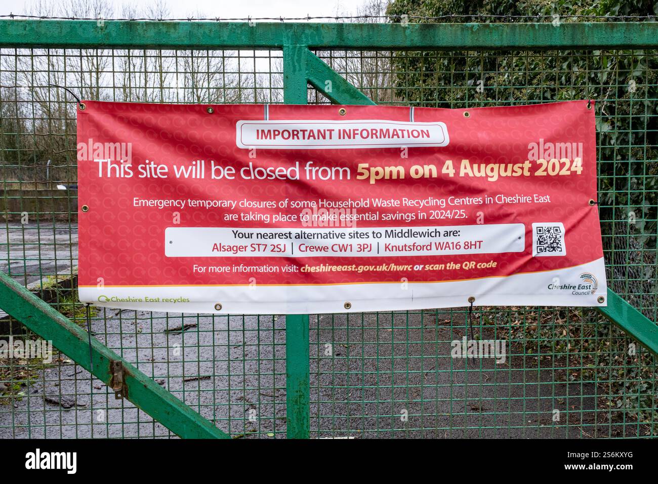 Closed household waste recycling centre in Middlewich Cheshire UK Stock ...