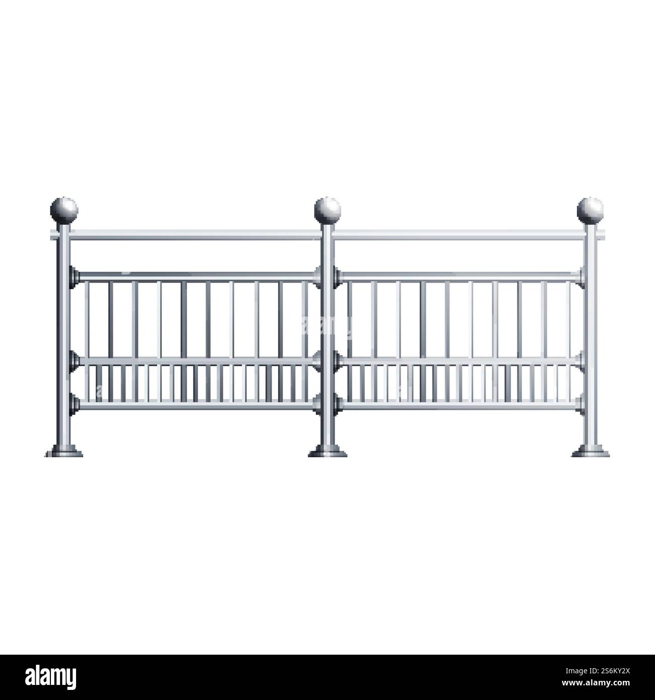 Steel Chrome Railing Exterior Construction Vector. Elegant Stainless ...