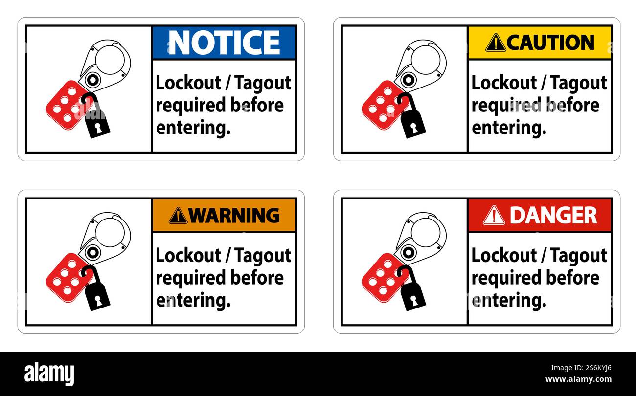 Warning Sign Lockout ,Tagout Required Before Entering Stock Vector ...