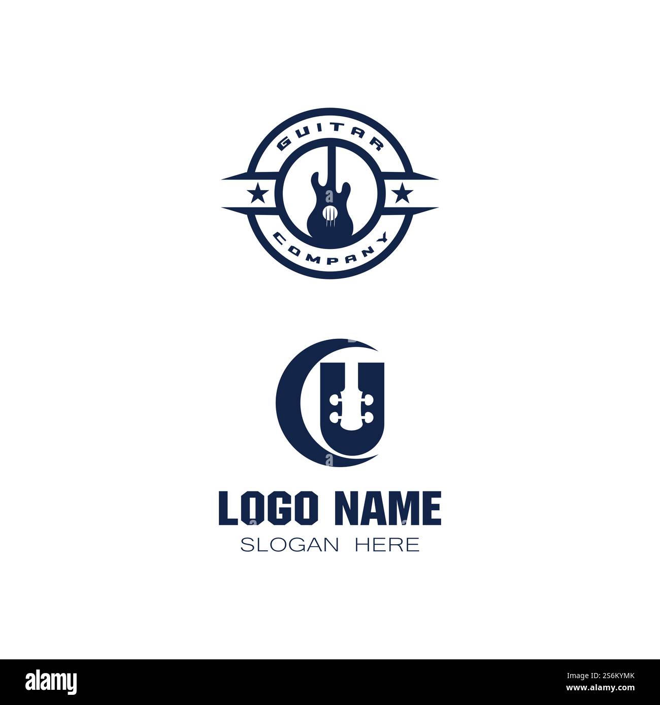 Cross Guitar Music Band Emblem Stamp Vintage Retro logo design Stock ...