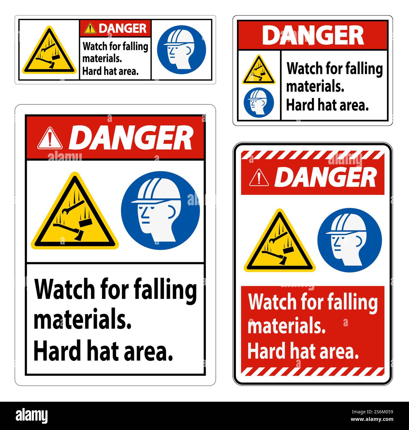 Danger Sign Watch For Falling Materials, Hard Hat Area Stock Vector ...