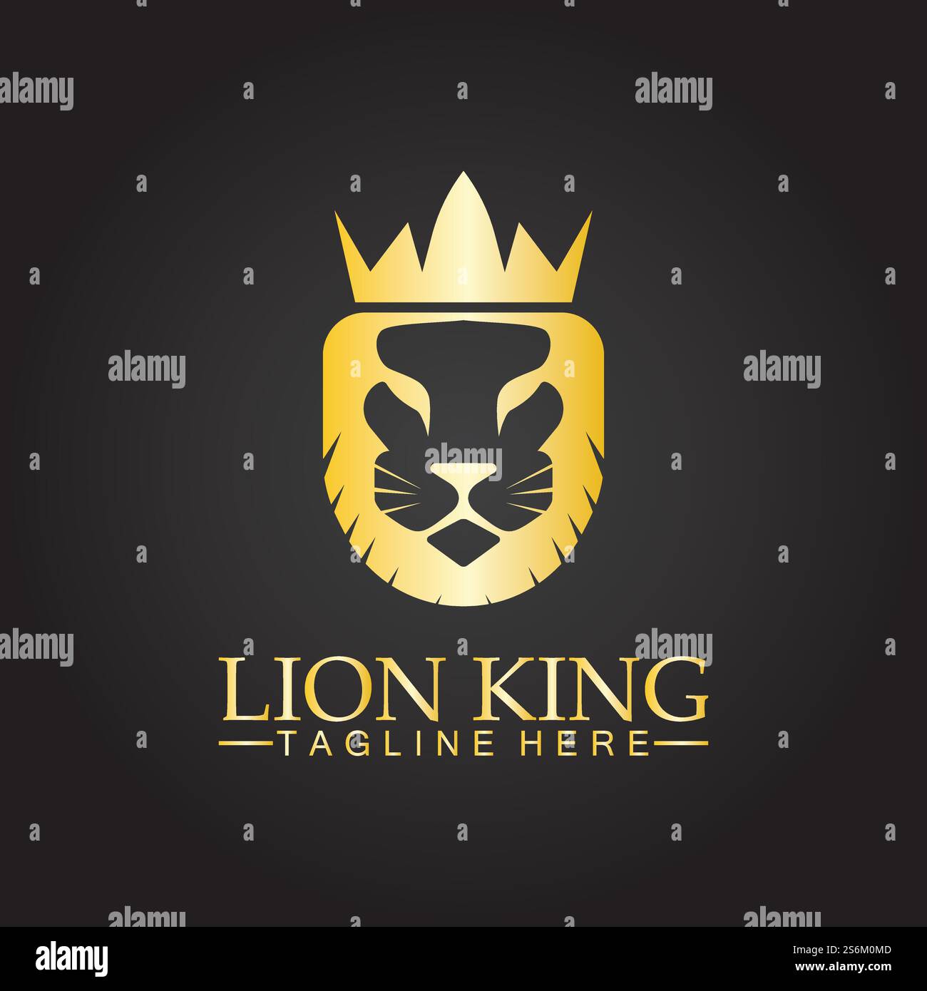 Lion King logo vector illustration design.gold lion king head sign ...