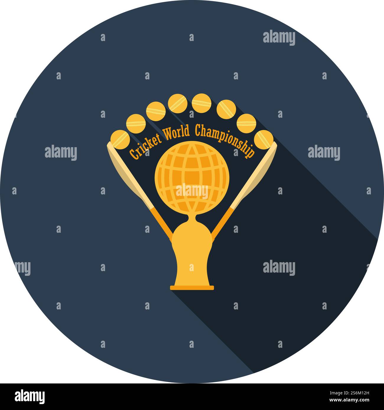 Cricket Cup Icon. Flat Circle Stencil Design With Long Shadow. Vector ...